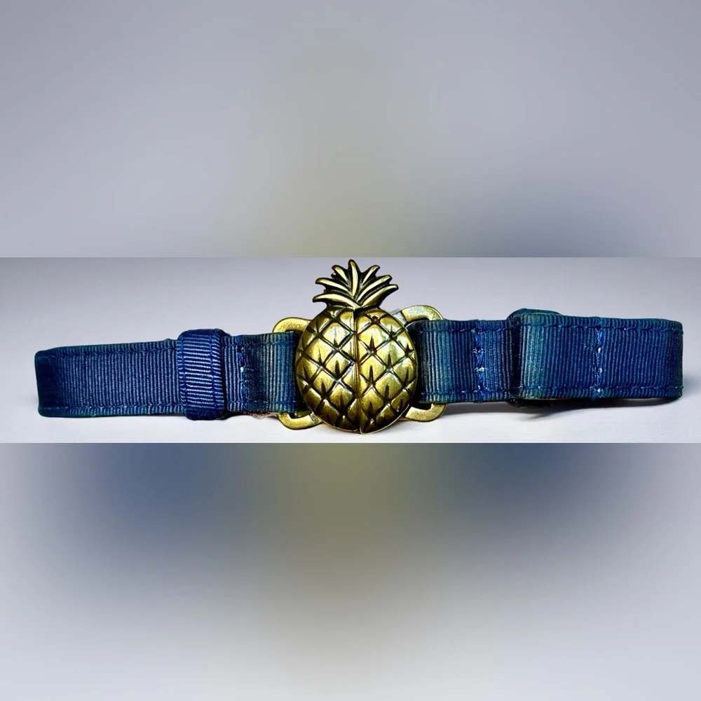 Accessories | Gold Pineapple Adjustable Blue Belt | Poshmark